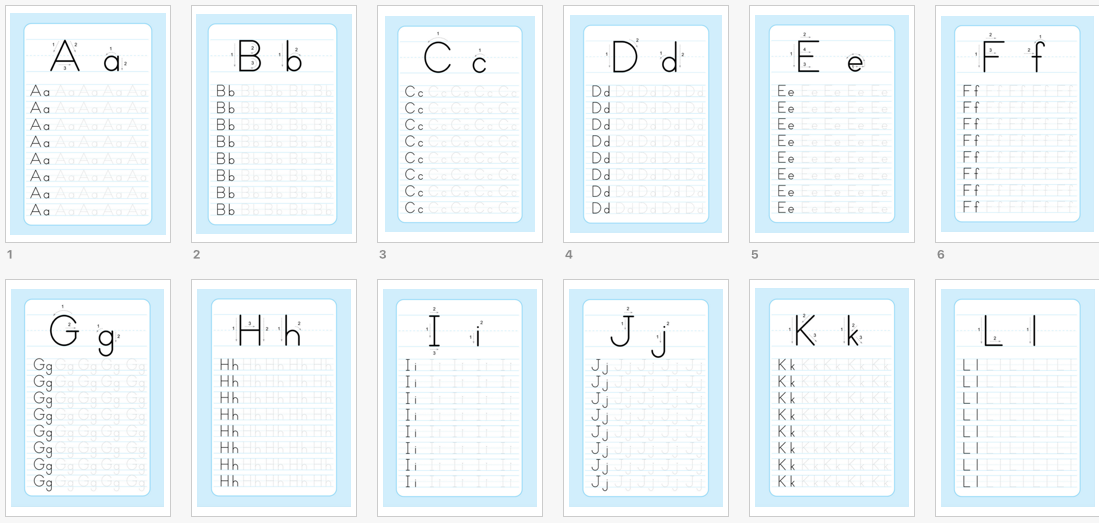 Completo abecedario completo grafomotor -Orientacion Andujar