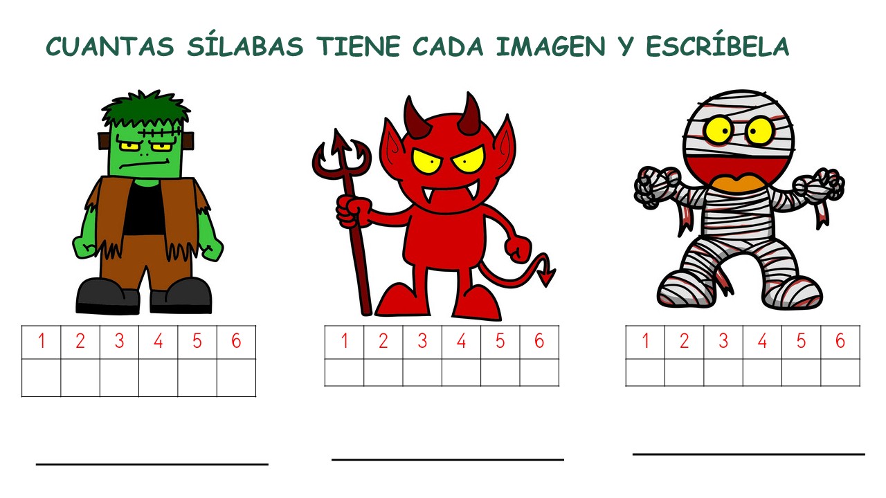 Conciencia sílábica con motivos de halloween EDITABLE PPT -Orientacion ...