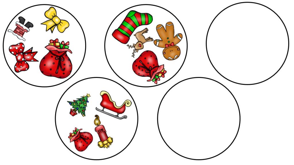 Dobble para infantil o spot it 4 imágenes navideño listo para imprimir ...