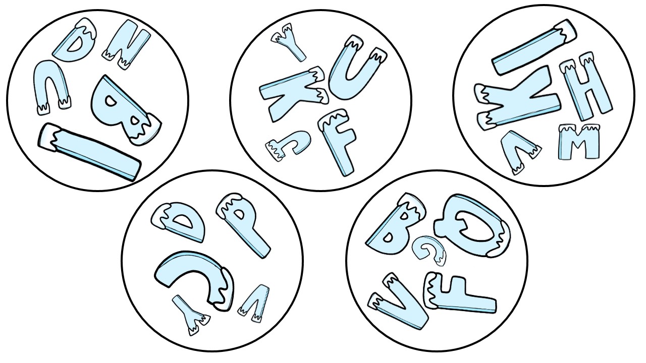 Dobble para infantil o spot it 5 imágenes letras invierno (4 ...