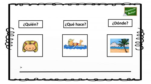 ¿Quién?, ¿qué hace?, ¿qué?, ¿dónde? : construye oraciones a partir de ...