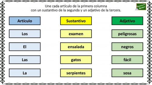 Artículo + Sustantivo + Adjetivo: Relaciona correctamente. -Orientacion ... Artículo + Sustantivo + Adjetivo: Relaciona correctamente. -Orientacion ...