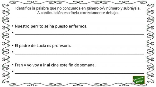 Identifica la palabra incorrecta y corrige la oración. -Orientacion Andujar