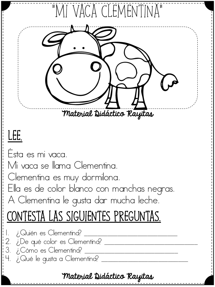 20 lecturitas de comprensión lectora los animalitos -Orientacion Andujar