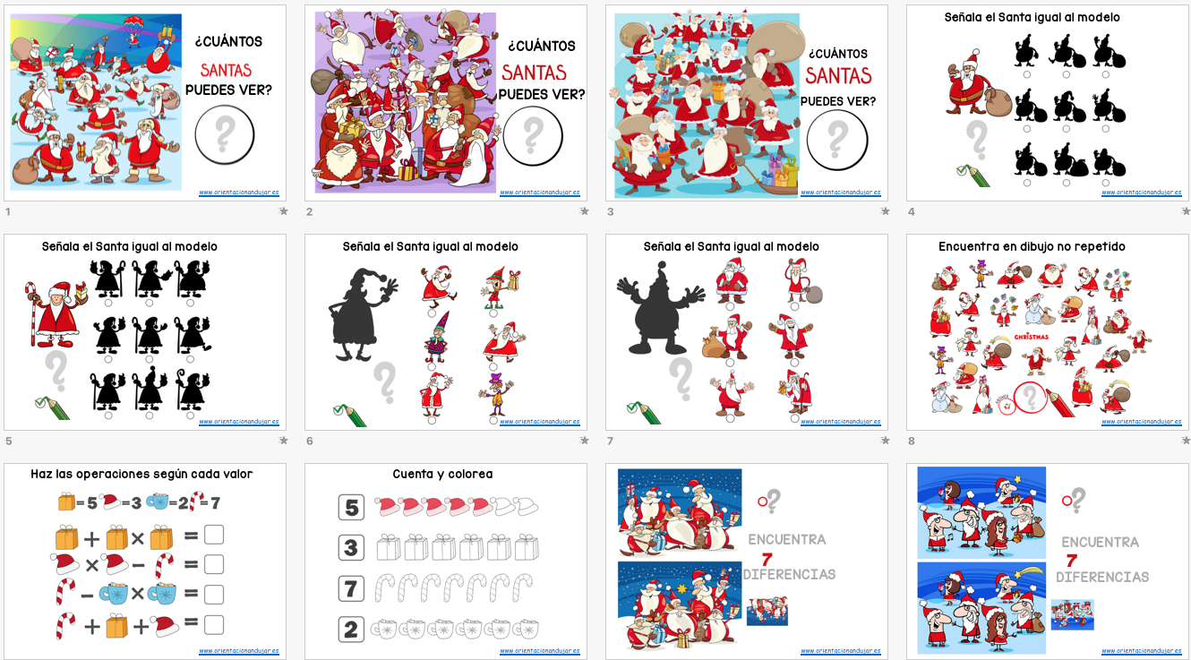 FICHAS DIVERTIDAS ATENCION PAPA NOEL O SANTA -Orientacion Andujar