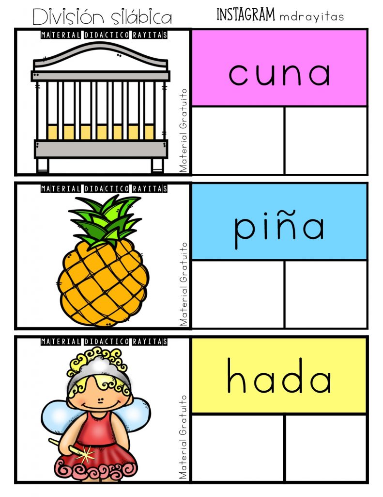 Colección de Tarjetas para trabajar la División Silábica -Orientacion ...