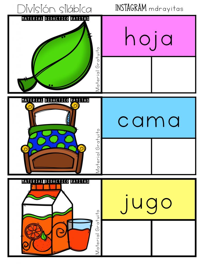 Colección de Tarjetas para trabajar la División Silábica -Orientacion ...