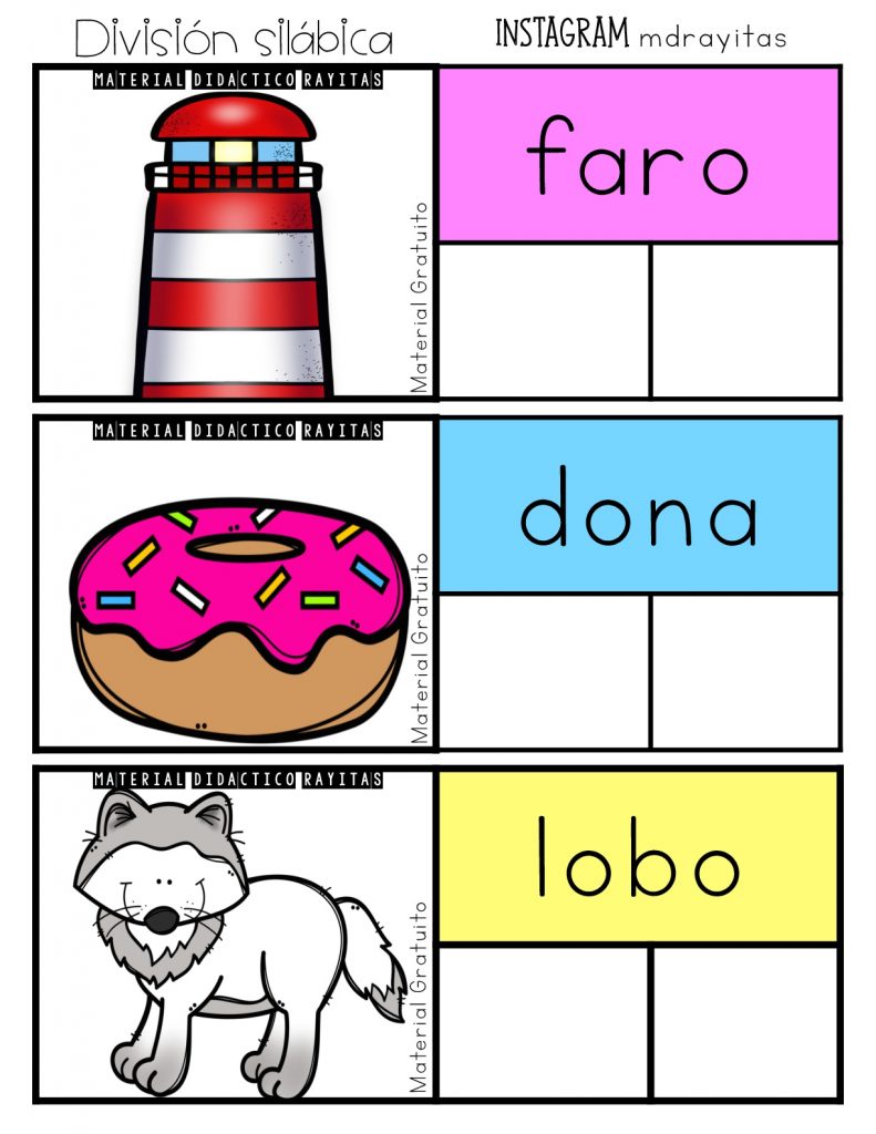 Colección de Tarjetas para trabajar la División Silábica -Orientacion ...