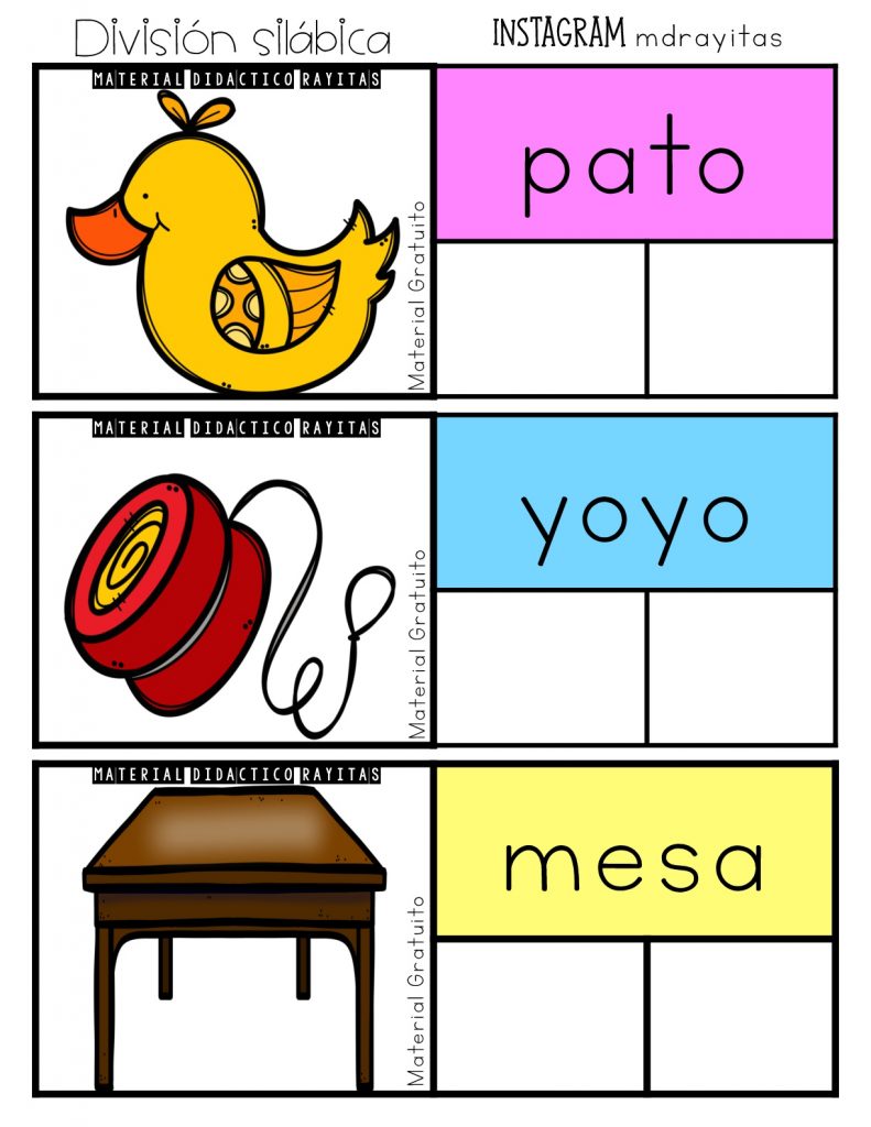 Colección de Tarjetas para trabajar la División Silábica -Orientacion ...