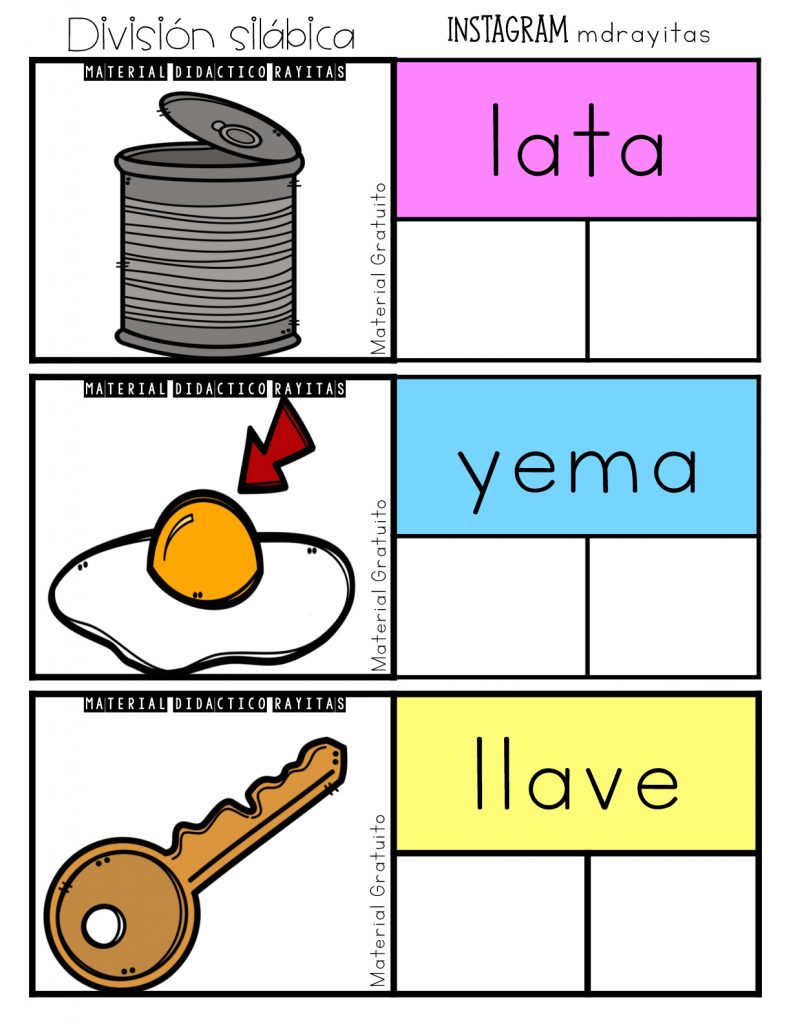 Colección de Tarjetas para trabajar la División Silábica -Orientacion ...