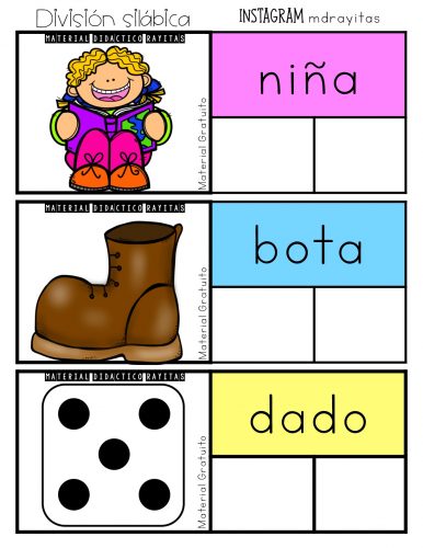 Colección de Tarjetas para trabajar la División Silábica -Orientacion ...