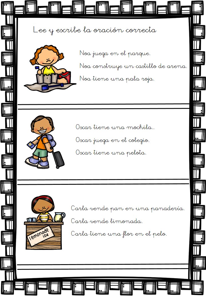 Comprensión lectora de oraciones sencillas (4) - Orientación Andújar ...