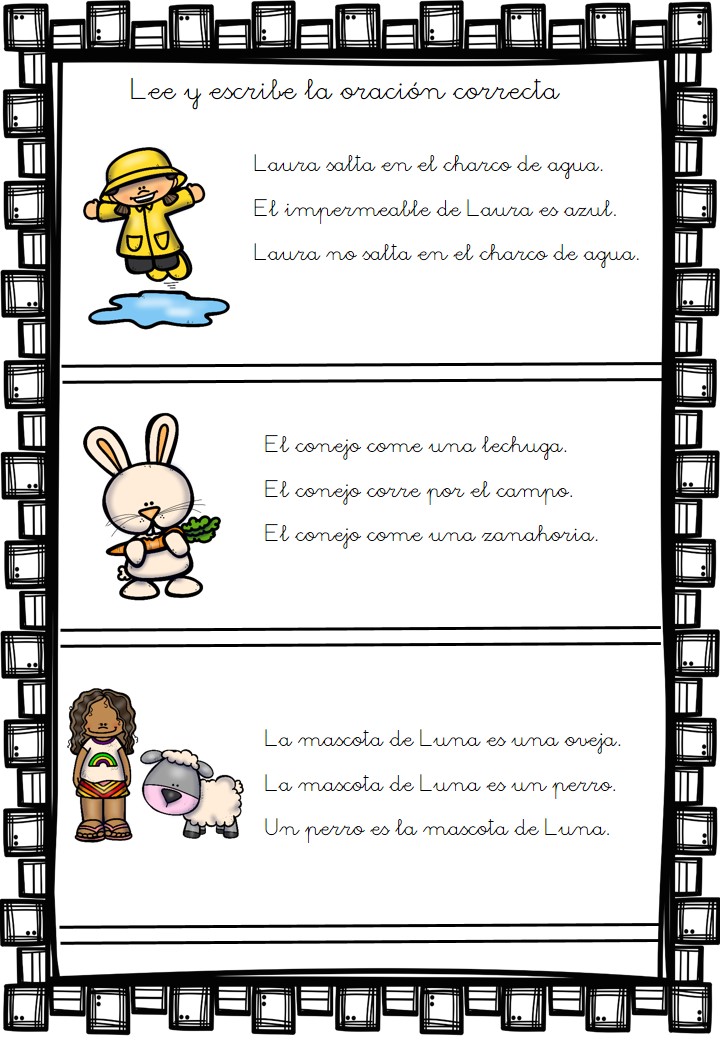 Comprensión lectora de oraciones sencillas (6) - Orientación Andújar ...