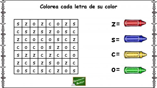 Discriminación visual de letras: Colorea cada letra de su color ...