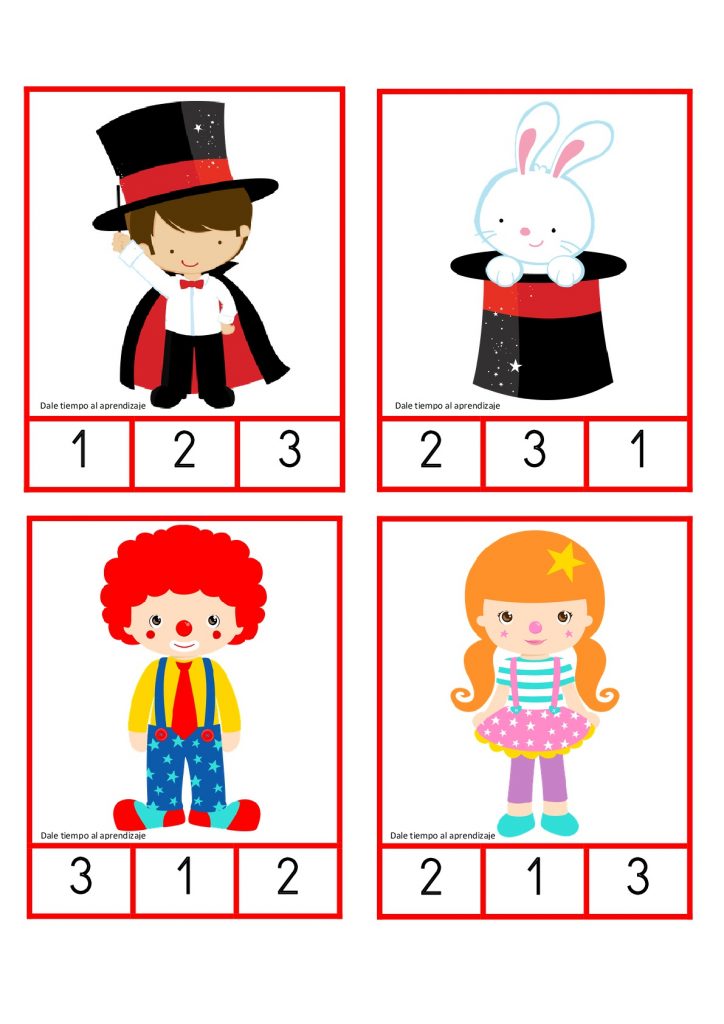 Manipulativo ABN tarjetas de conteo temática el circo -Orientacion Andujar