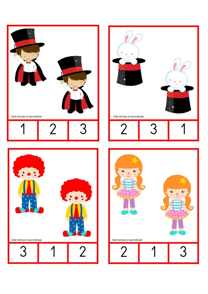 Manipulativo ABN tarjetas de conteo temática el circo -Orientacion Andujar