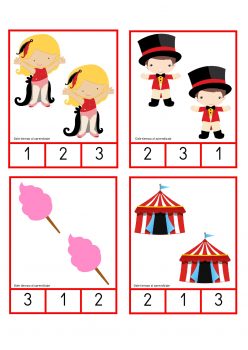 Manipulativo ABN tarjetas de conteo temática el circo -Orientacion Andujar