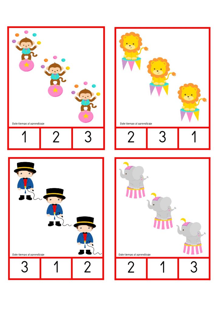 Manipulativo ABN tarjetas de conteo temática el circo -Orientacion Andujar