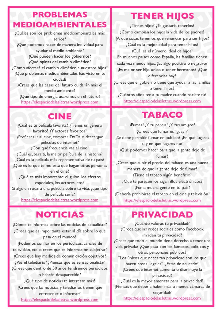 48 tarjetas trabajamos la EXPRESION ORAL -Orientacion Andujar