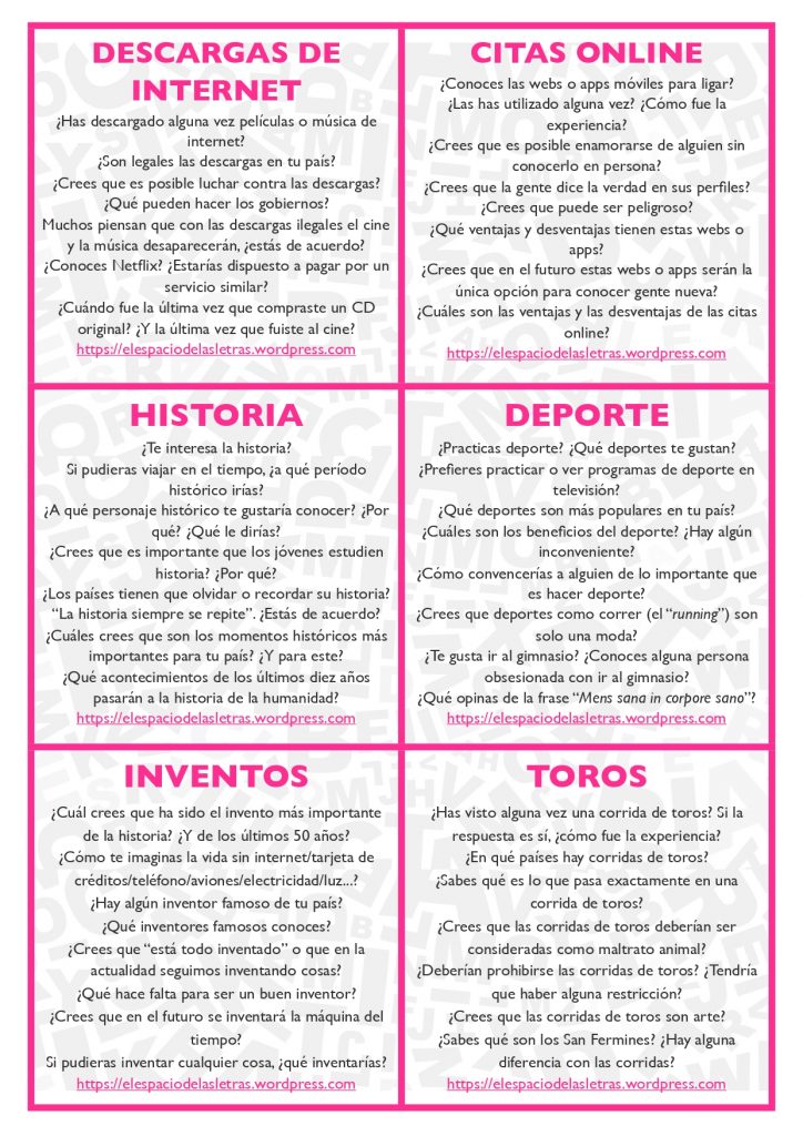 48 tarjetas trabajamos la EXPRESION ORAL -Orientacion Andujar