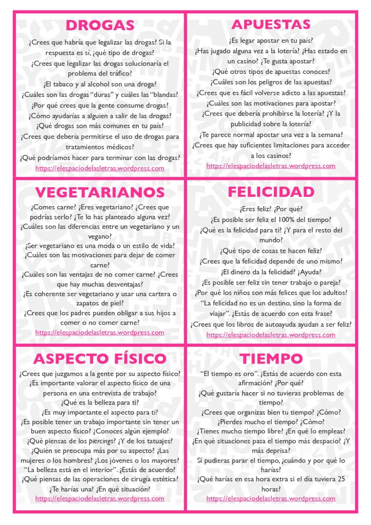 48 tarjetas trabajamos la EXPRESION ORAL -Orientacion Andujar