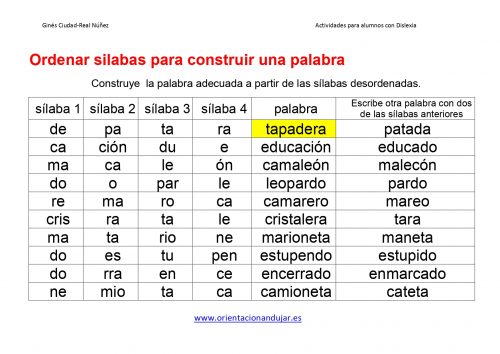 Construye palabras 4 sílabas desordenadas plantillas y soluciones ...
