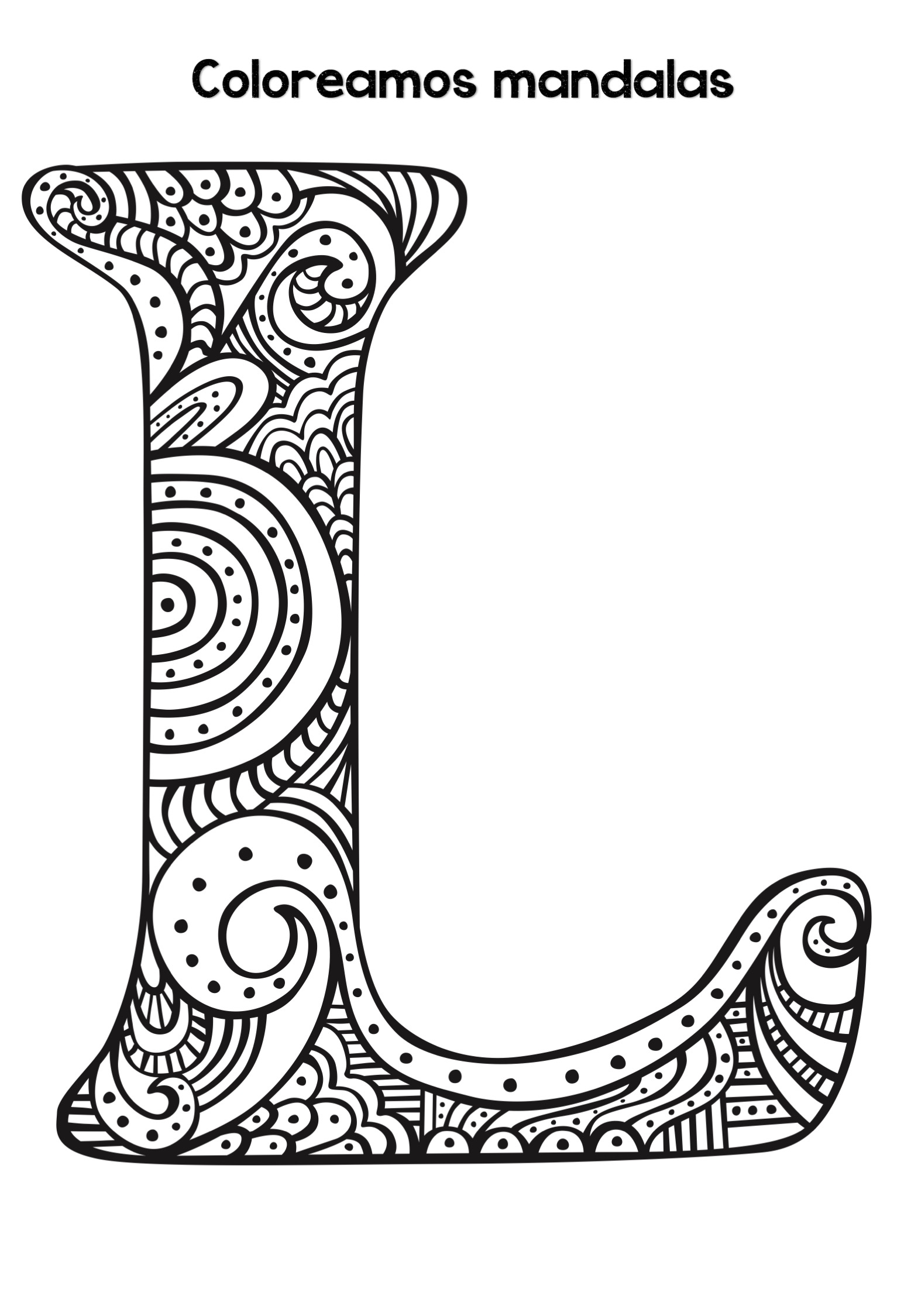 Mandalas Letras Para Colorear Abecedario Del Imprimir Dibujos Sketch ...