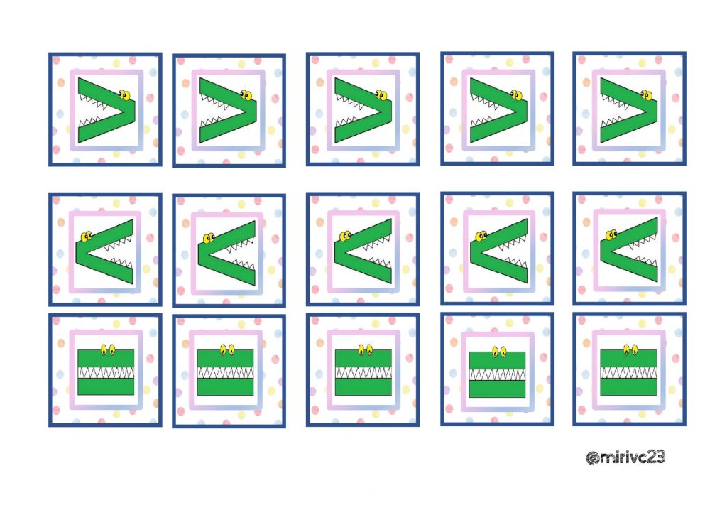 Materiales manipuilativos para comparar números -Orientacion Andujar