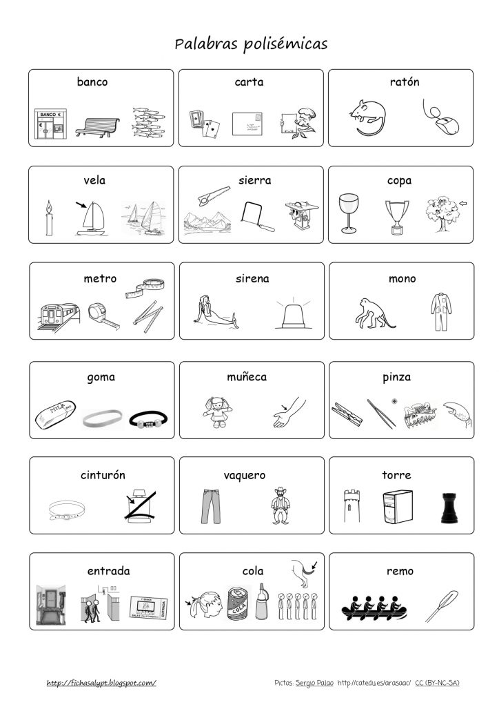 Palabras polisémicas Conjunto de actividades -Orientacion Andujar