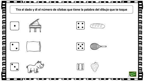 El tablero de las sílabas: Tira el dado y di las sílabas que tiene la ...