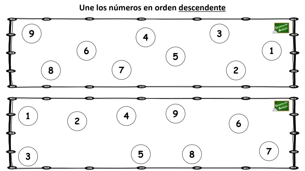Numeración: Une los números en orden ascendente y descendente ...