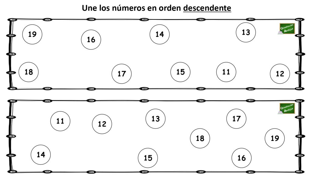 Numeración: Une los números en orden ascendente y descendente ...