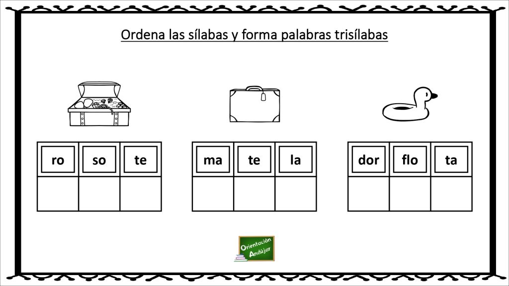 Conciencia silábica con palabras trisílabas: Ordena las sílabas para ...