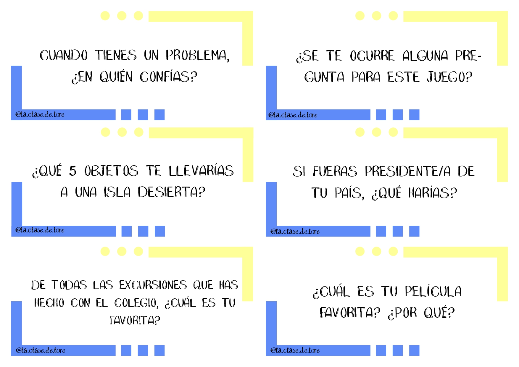 tarjetas PRIMER DÍA DE CLASE CONOCE A TUS ALUMNOS expresión oral_page ...
