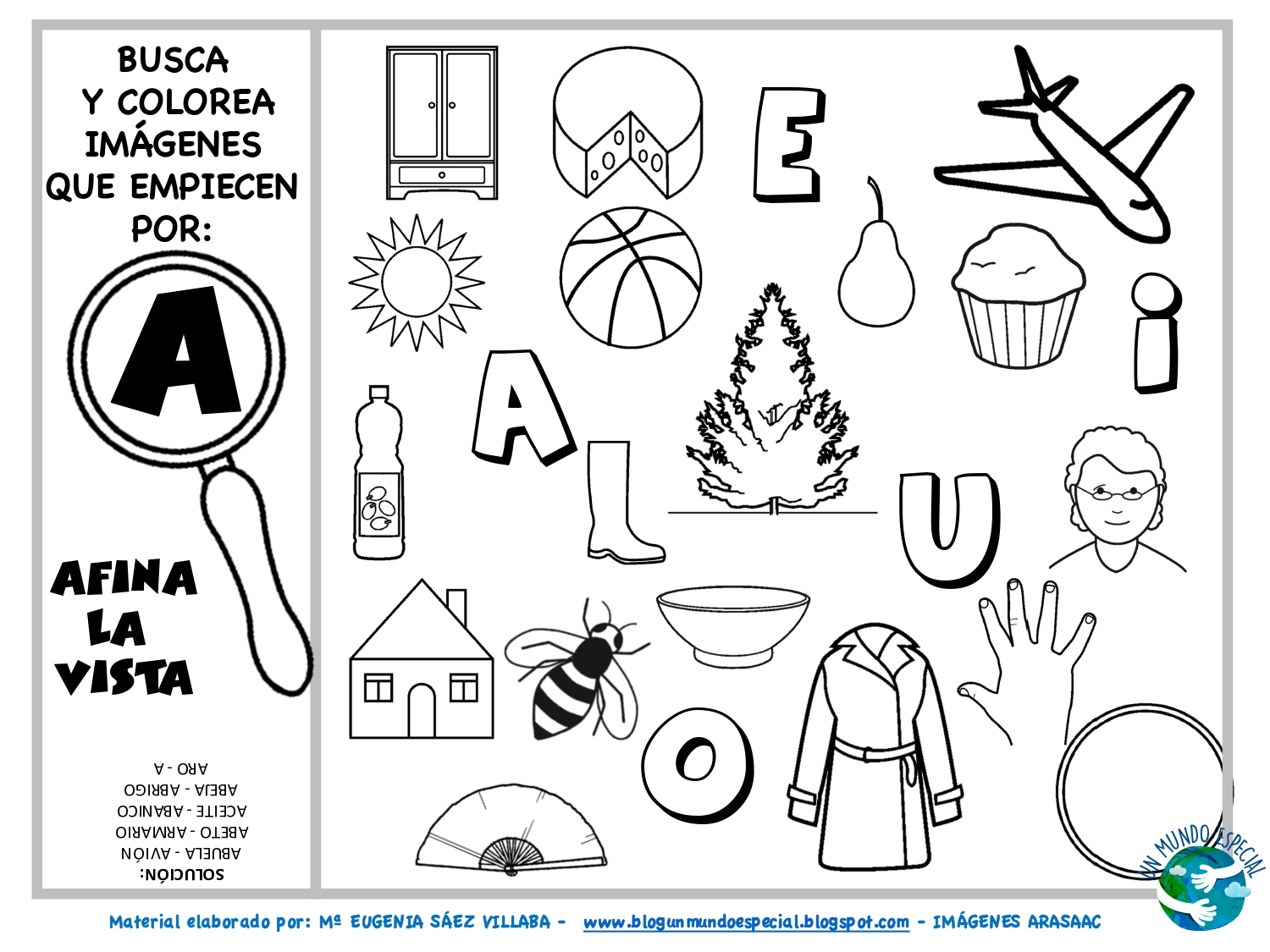 Busca y colorea según la vocal por la que empieza letra_page-0003 ...