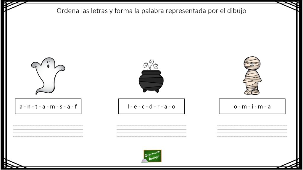 Conciencia fonológica ordenamos letras especial halloween -Orientacion ...