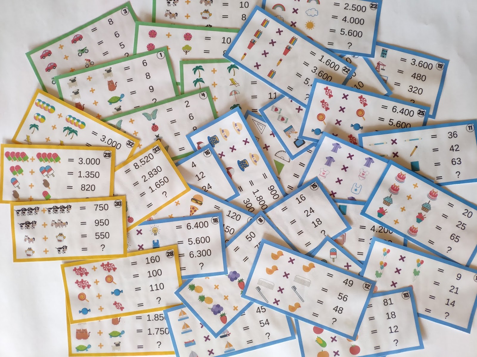 TARJETAS cálculo mental de sumas y multiplicaciones - Orientación ...