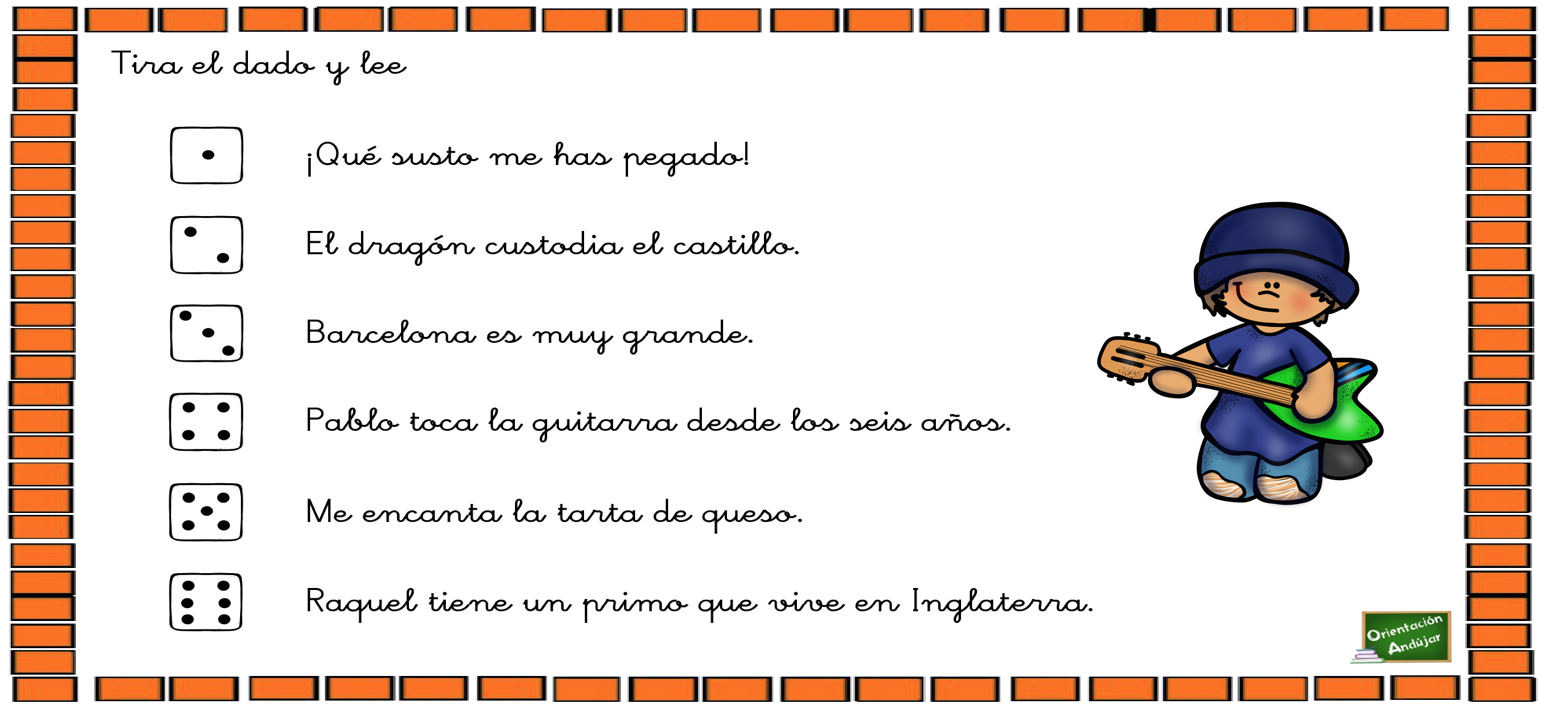 TIRA EL DADO Y LEE tablero de lectura -Orientacion Andujar