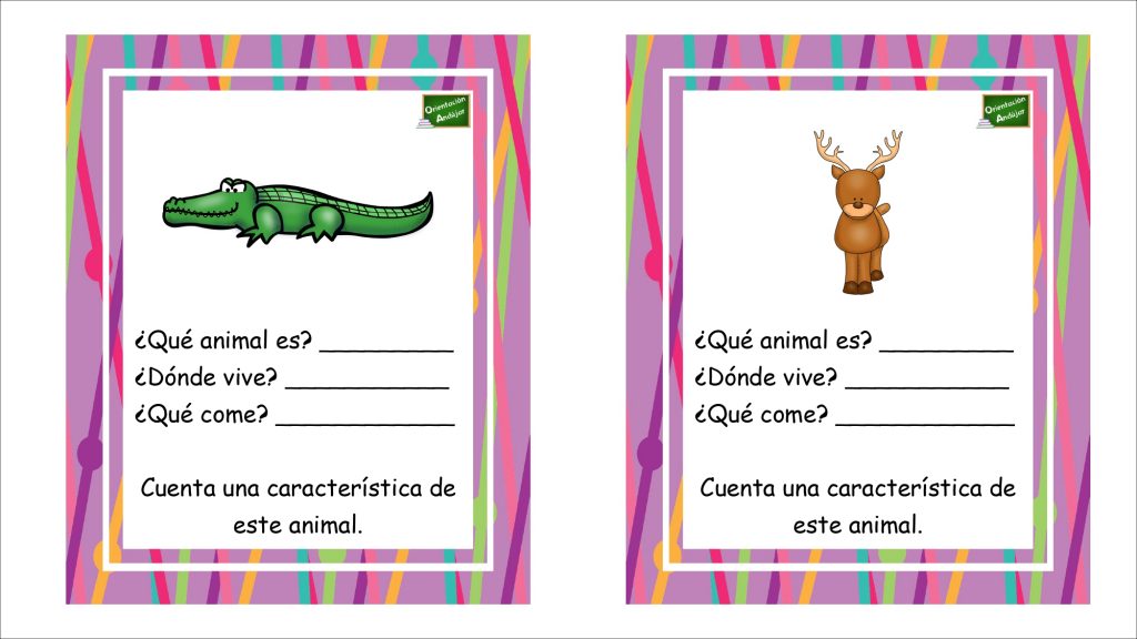 Tarjetas infantiles, Aprendemos sobre los animales -Orientacion Andujar
