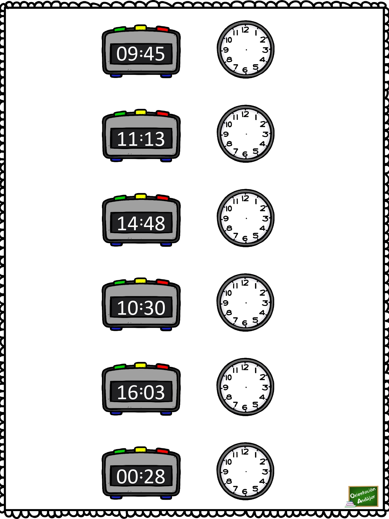 Aprendemos a interpretar los relojes. -Orientacion Andujar