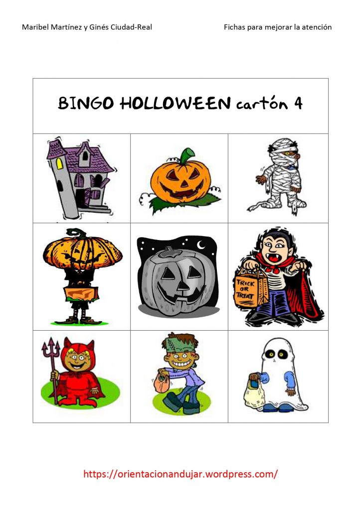 Vamos a jugar al bingo de halloween -Orientacion Andujar
