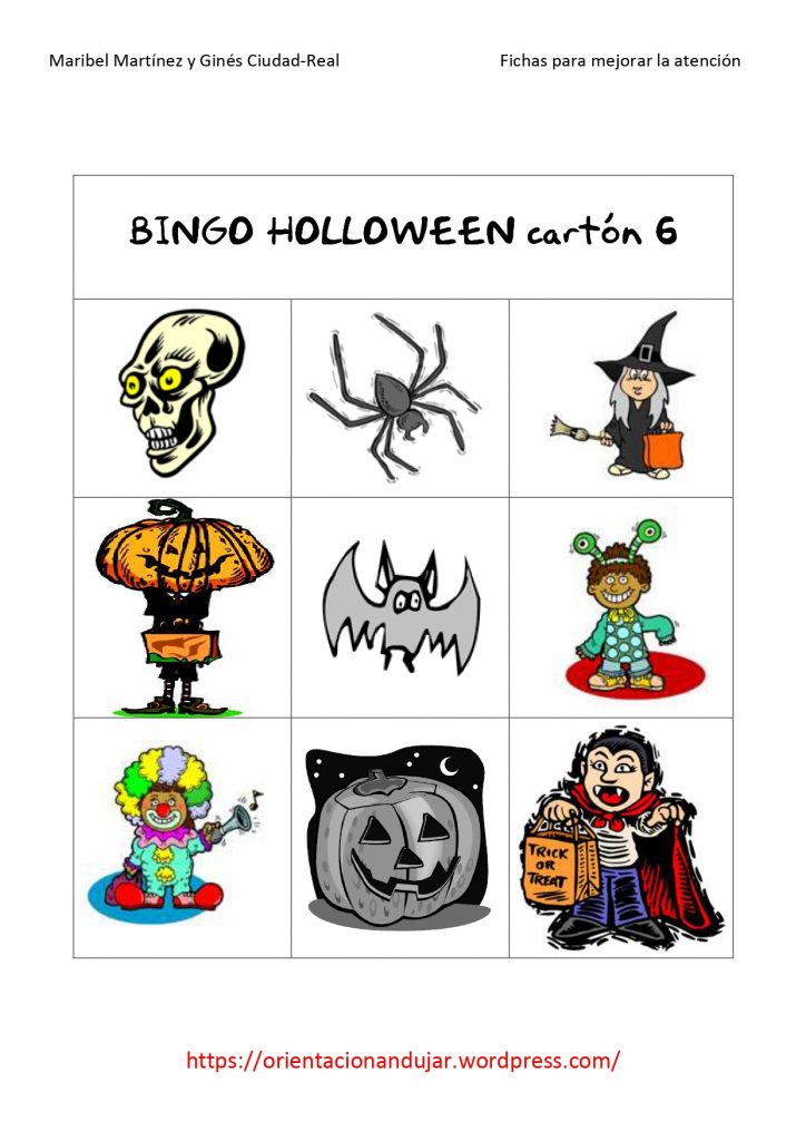 Vamos a jugar al bingo de halloween -Orientacion Andujar