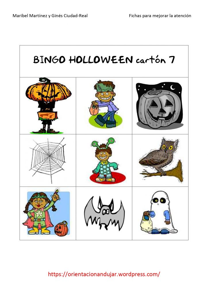 Vamos a jugar al bingo de halloween -Orientacion Andujar