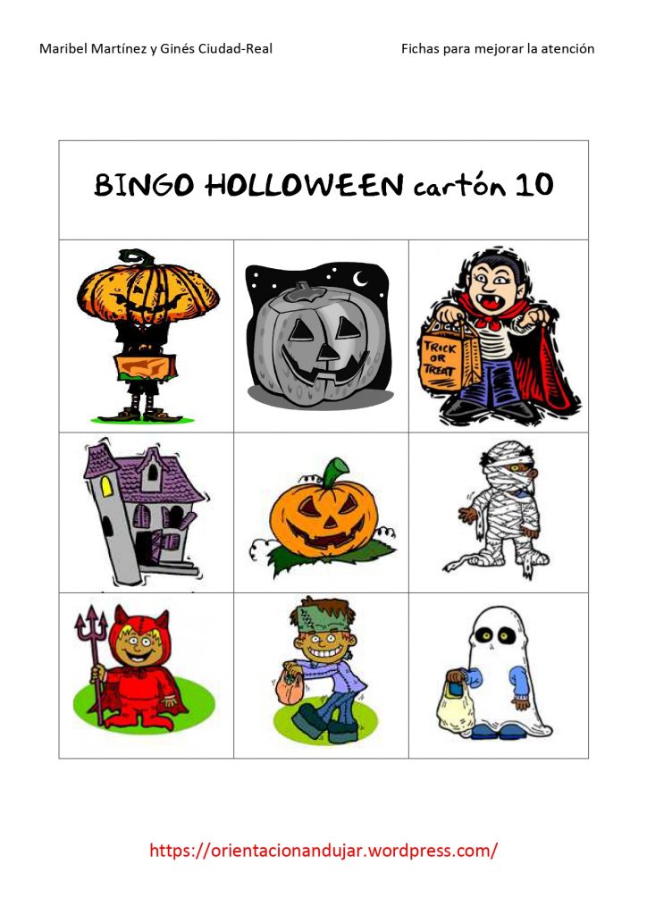 Vamos a jugar al bingo de halloween -Orientacion Andujar