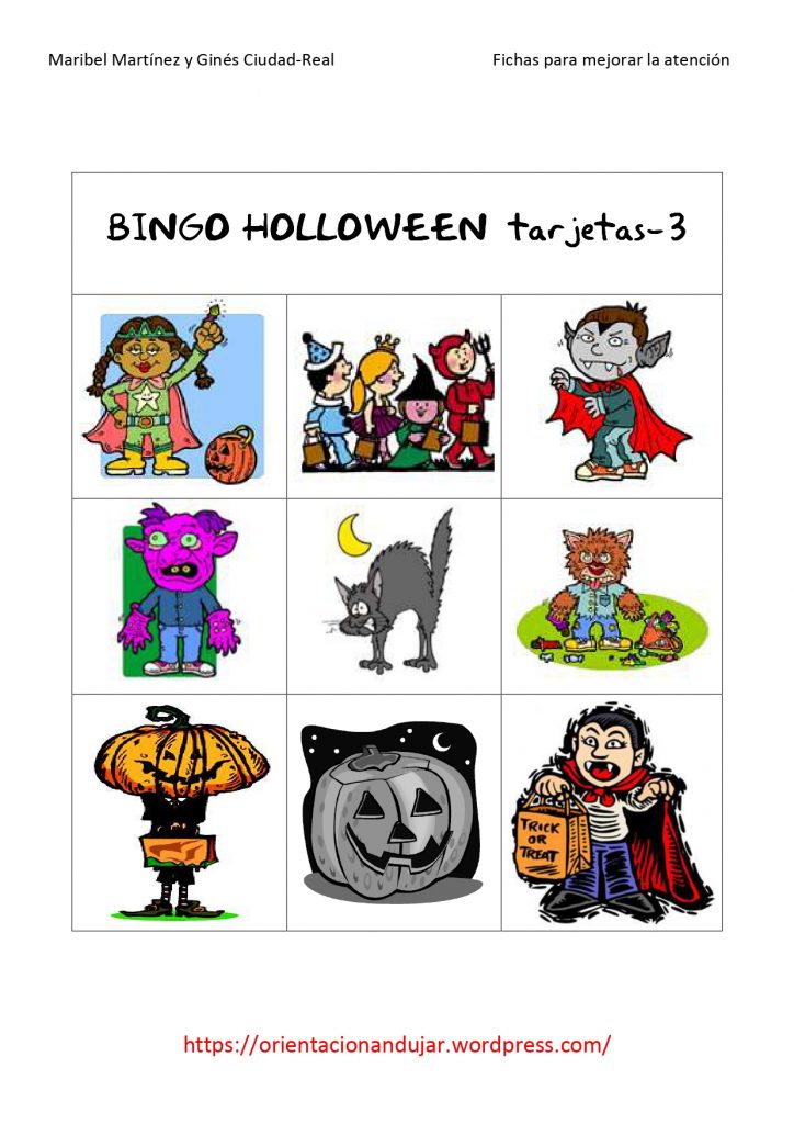 Vamos a jugar al bingo de halloween -Orientacion Andujar