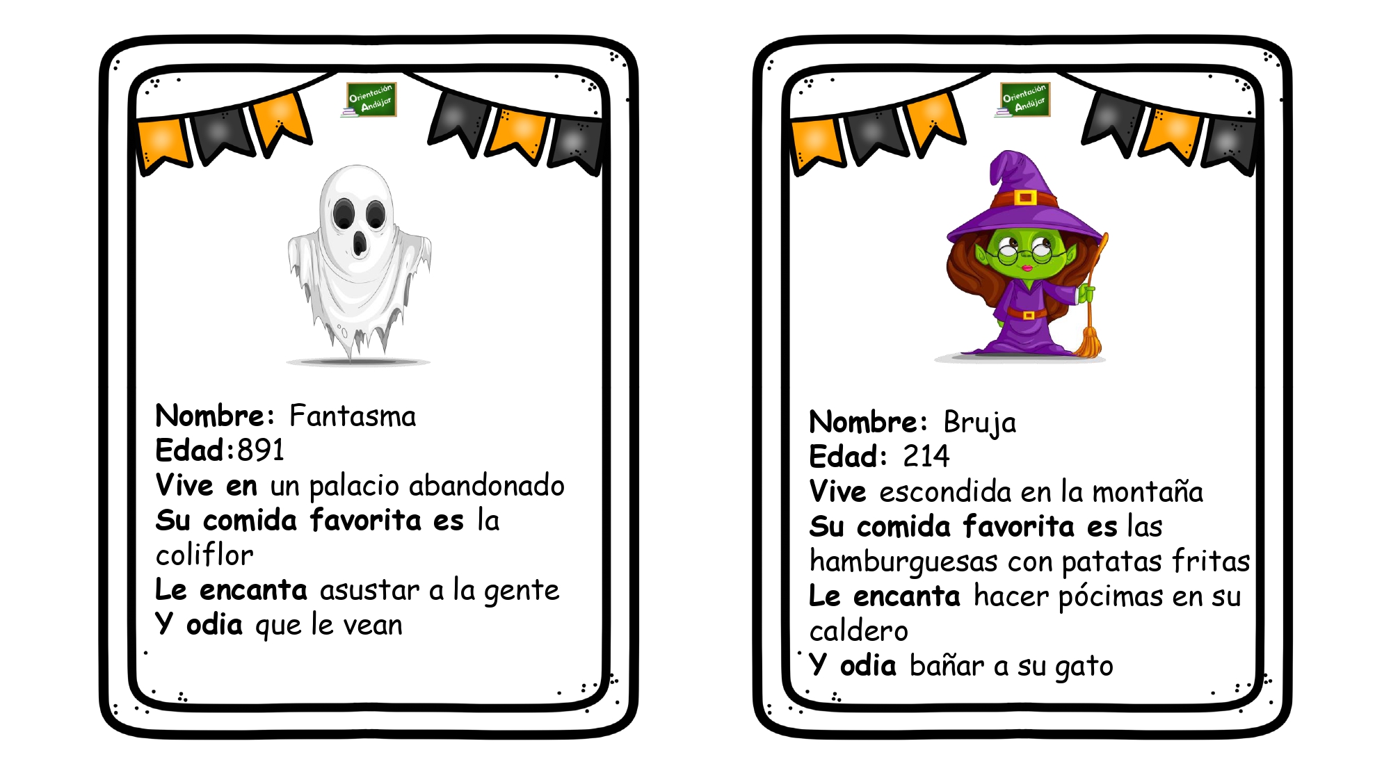 Especial halloween: Divertidas tarjetas para trabajar en clase la ...