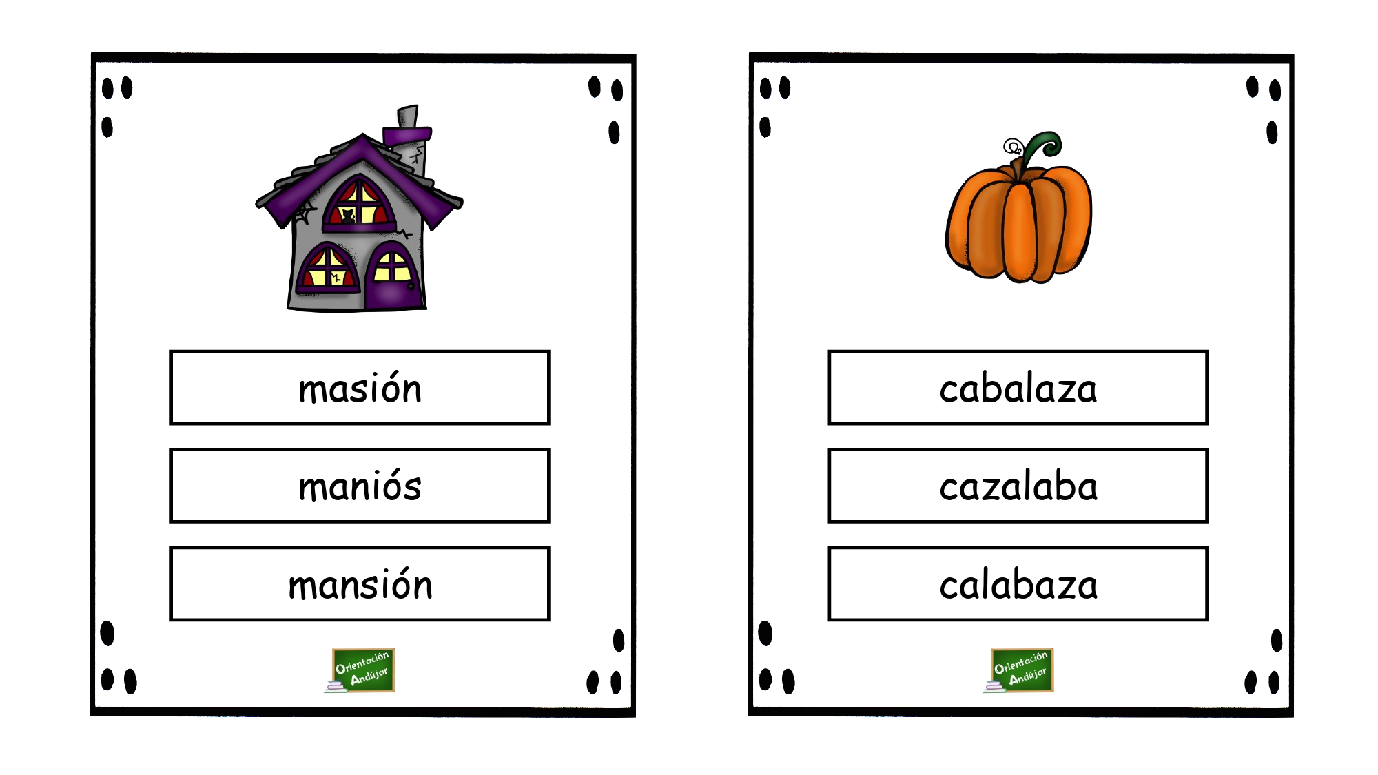 Tarjetas reconocimiento de palabras con vocabulario de halloween ...