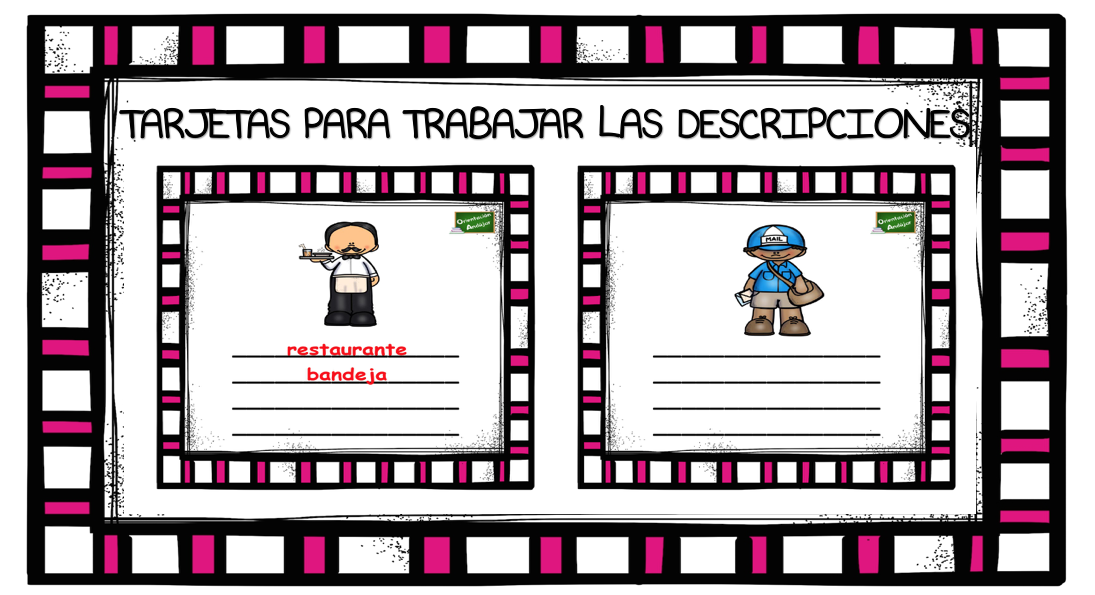 Tarjetas para trabajar descripciones profesiones -Orientacion Andujar
