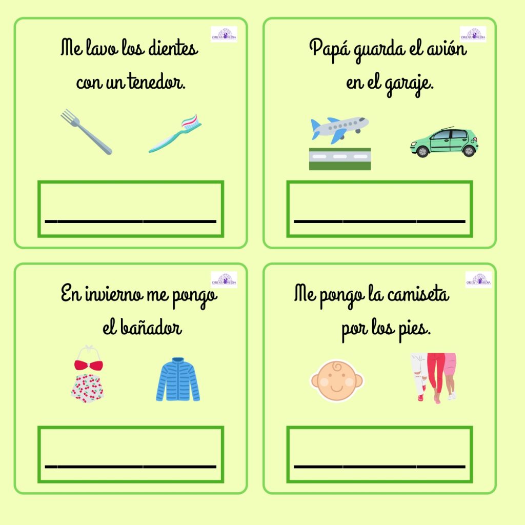 Tarjetas para identificar absurdos con pistas visuales -Orientacion Andujar