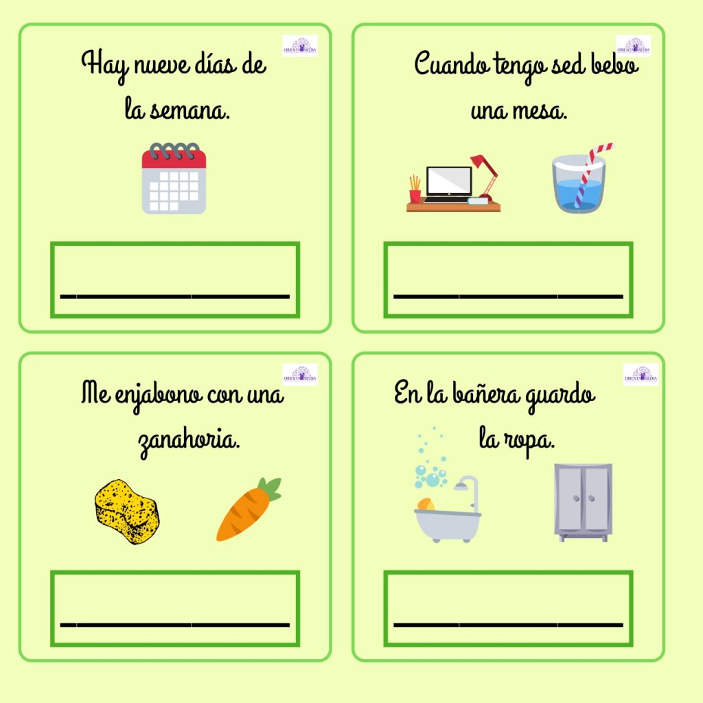 Tarjetas para identificar absurdos con pistas visuales -Orientacion Andujar